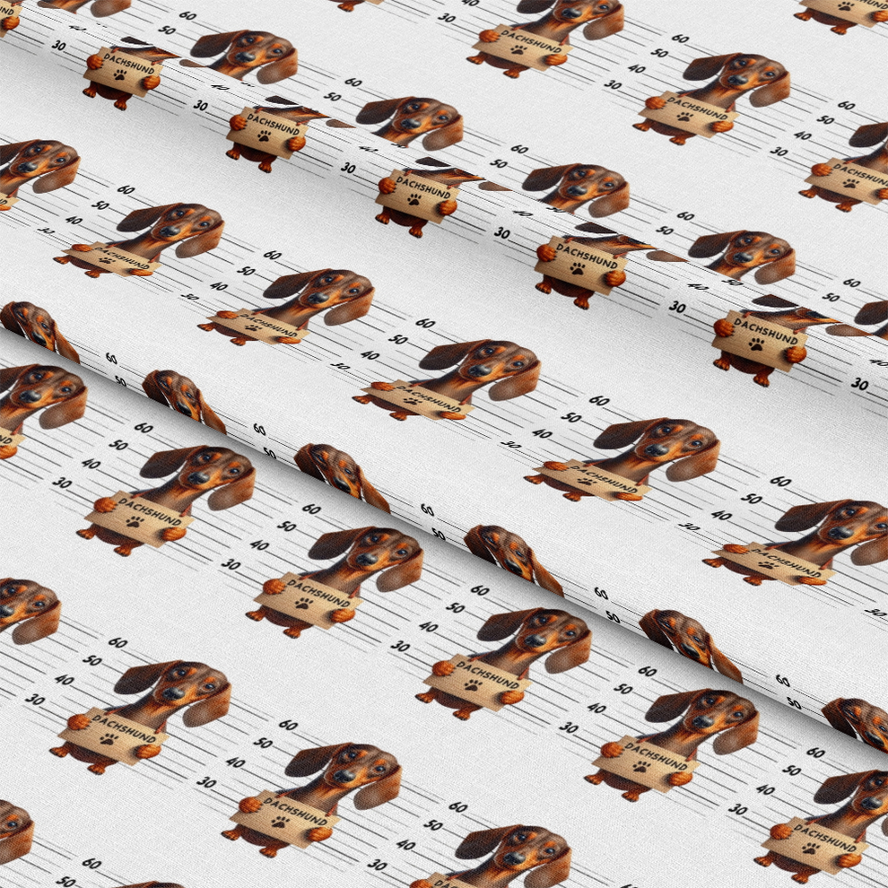 Doggie Mugshots Dachshund Pattern Quilting Cotton Fabric ...