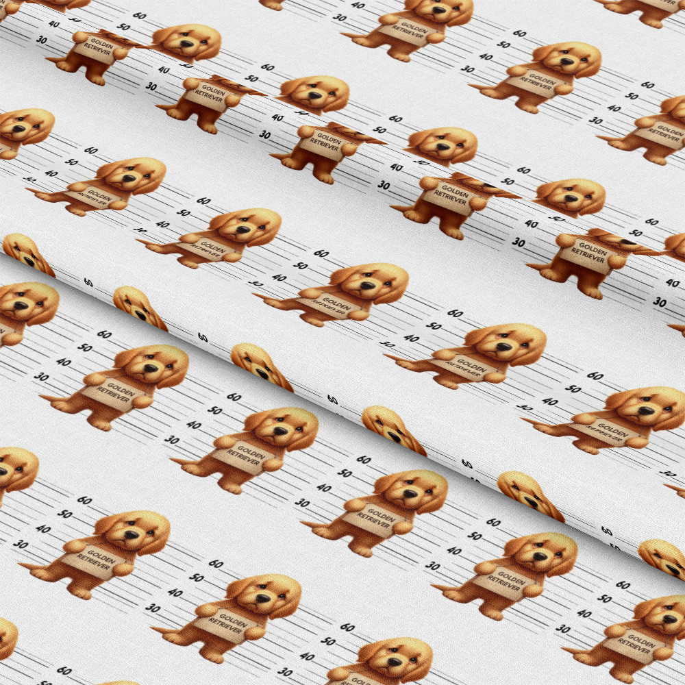 Doggie Mugshots Golden Retriever Pattern Quilting Cotton Fabric ...