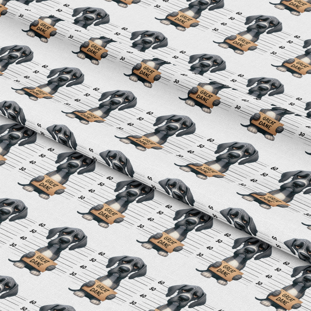 Doggie Mugshots Great Dane Pattern Quilting Cotton Fabric ...