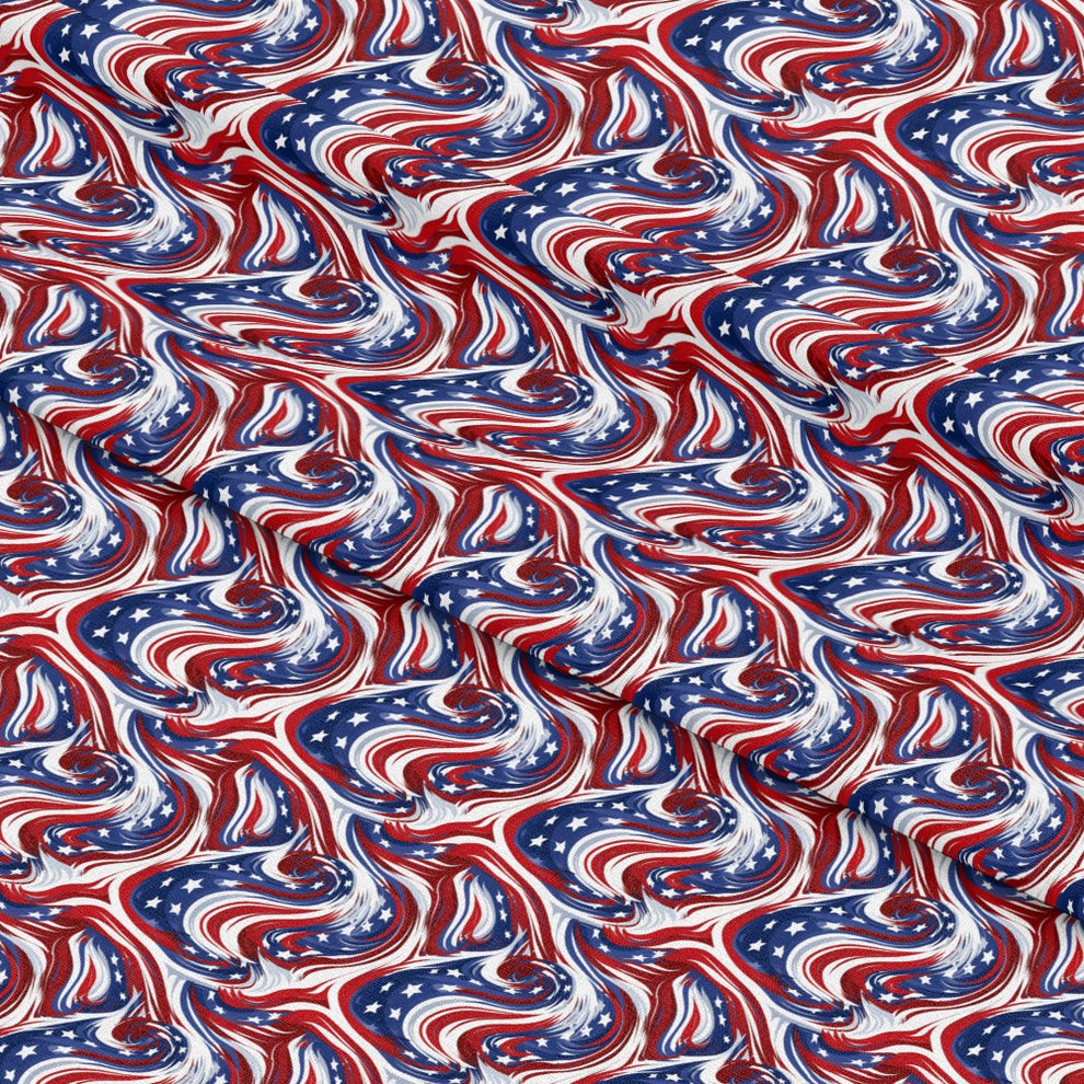 USA Flag Swirls Pattern 9 Quilting Cotton Fabric – FabricMegaStore.com