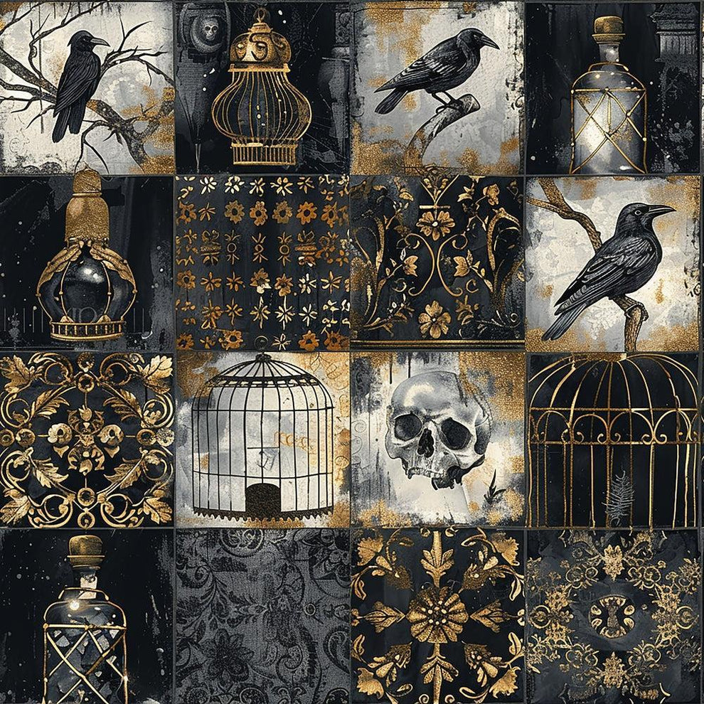 Gothic Patchwork Pattern 5 Quilting Cotton Fabric – FabricMegaStore.com