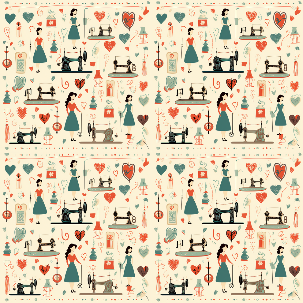 Vintage Sewing Machines Pattern 3 Quilting Cotton Fabric ...