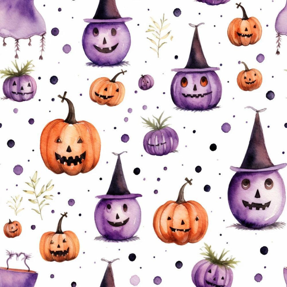 Watercolor Halloween Characters Pattern 10 Quilting Cotton Fabric ...