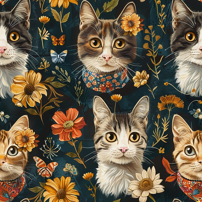 Well Dressed Cats Pattern 5 Quilting Cotton Fabric – FabricMegaStore.com