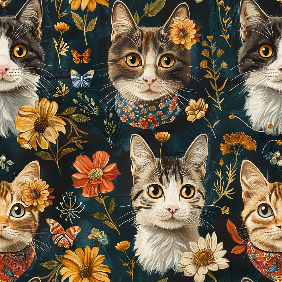 Well Dressed Cats Pattern 5 Quilting Cotton Fabric – FabricMegaStore.com