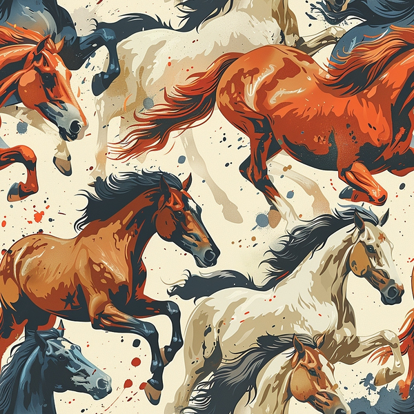 Galloping Horse Pattern 8 Quilting Cotton Fabric – FabricMegaStore.com