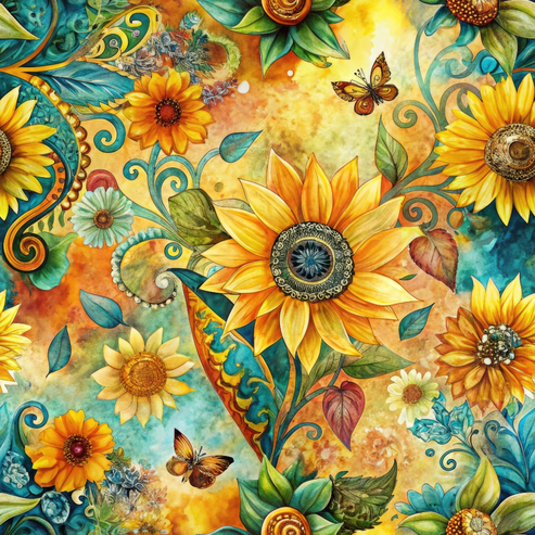Sunflower Fields Pattern 2 Quilting Cotton Fabric – FabricMegaStore.com