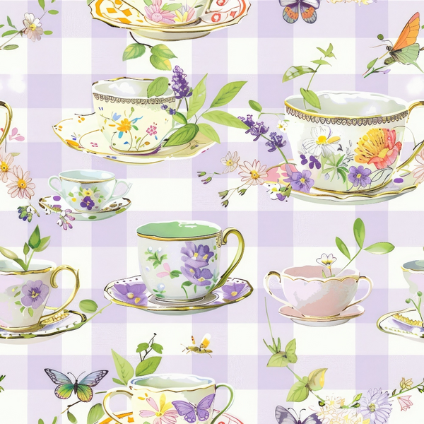 Tea Party Gingham Pattern 4 Quilting Cotton Fabric – FabricMegaStore.com