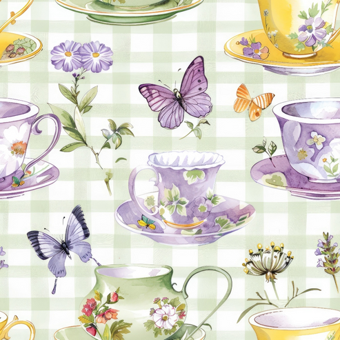 Tea Party Gingham Pattern 7 Quilting Cotton Fabric – FabricMegaStore.com