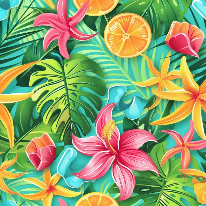 Tropical Summer Beach Pattern 4 Quilting Cotton Fabric ...