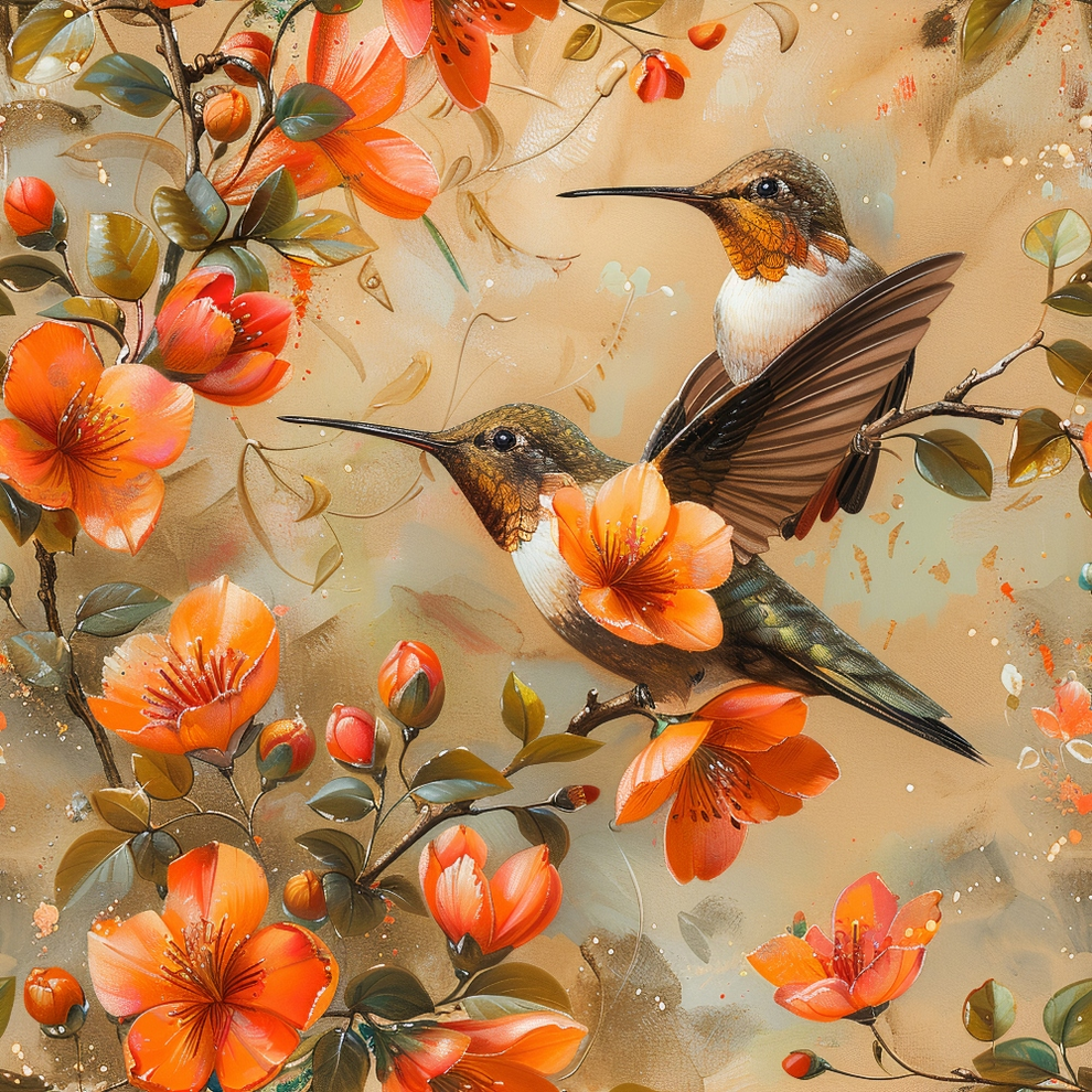 Hummingbirds in Spring Pattern 12 Quilting Cotton Fabric ...