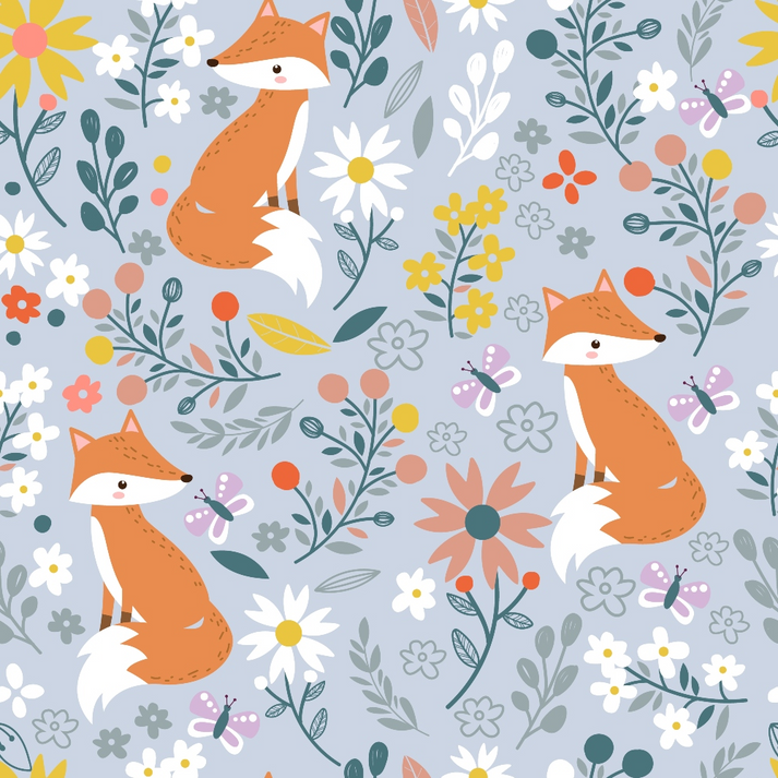 Cute Baby Fox Pattern 1 Quilting Cotton Fabric – FabricMegaStore.com