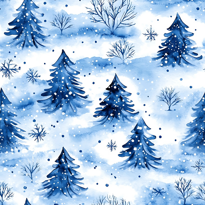 Winter Christmas Trees Quilting Cotton Fabric Fabricmegastore