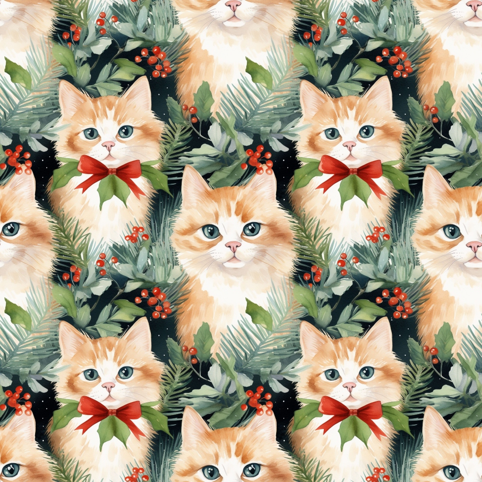 Christmas Santa Kitty Cats Pattern 3 Quilting Cotton Fabric ...