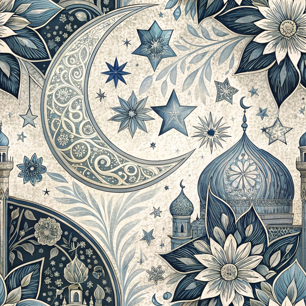 Islamic Dark Blue Pattern 12 Quilting Cotton Fabric – FabricMegaStore.com