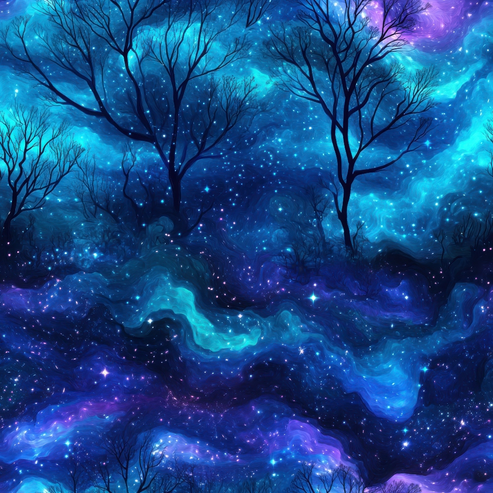 Aurora Starry Night Sky Pattern 12 Quilting Cotton Fabric ...