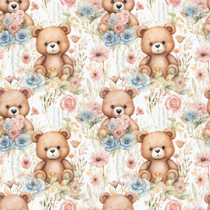 Classic Teddy Bear Pattern 3 Quilting Cotton Fabric – FabricMegaStore.com