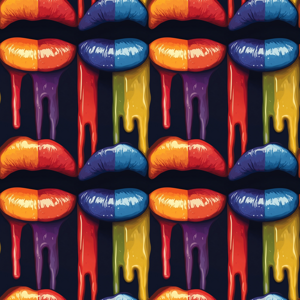 Rainbow Dripping Lips Art Pattern 3 Quilting Cotton Fabric ...