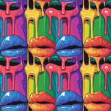 Rainbow Dripping Lips Art Pattern 4 Quilting Cotton Fabric ...