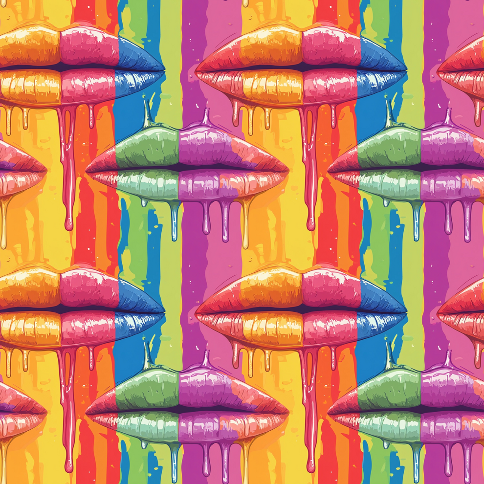 Rainbow Dripping Lips Art Pattern 7 Quilting Cotton Fabric ...