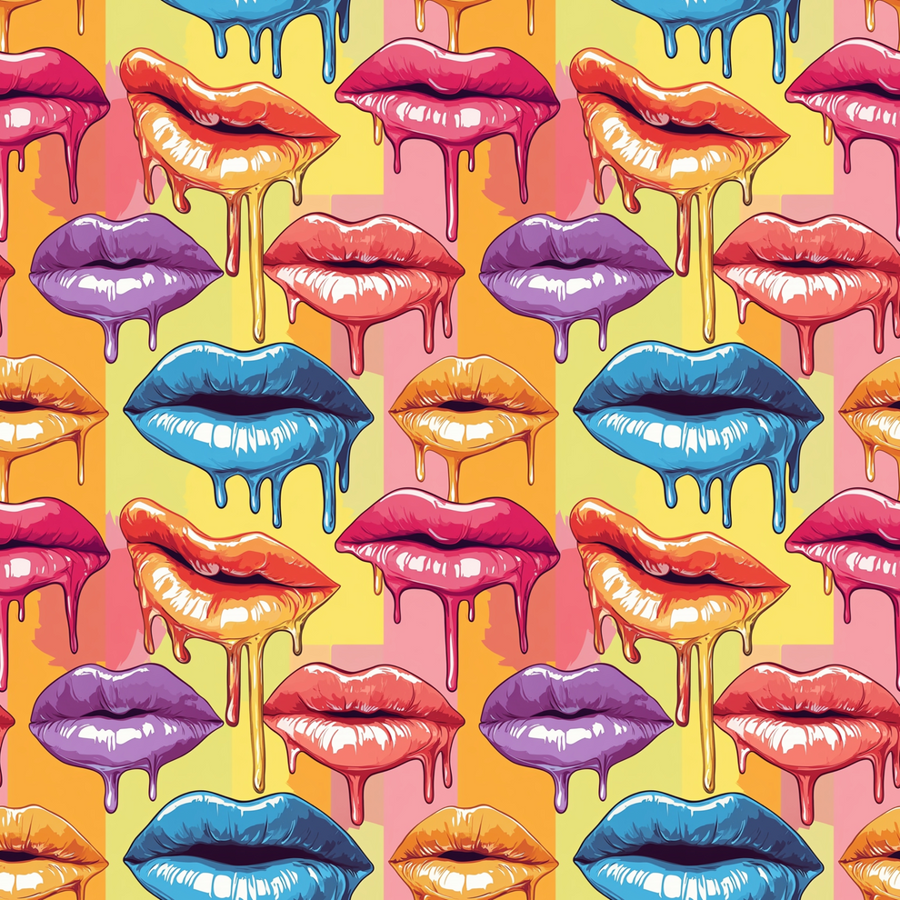 Rainbow Dripping Lips Art Pattern 10 Quilting Cotton Fabric ...