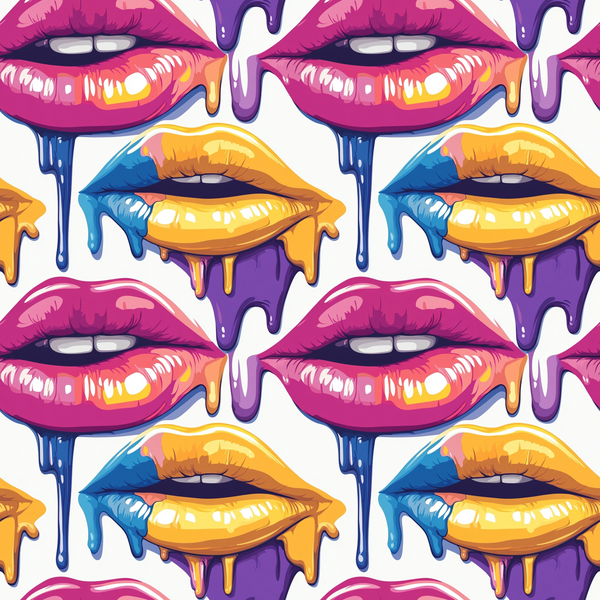 Rainbow Dripping Lips Art Pattern 12 Quilting Cotton Fabric ...