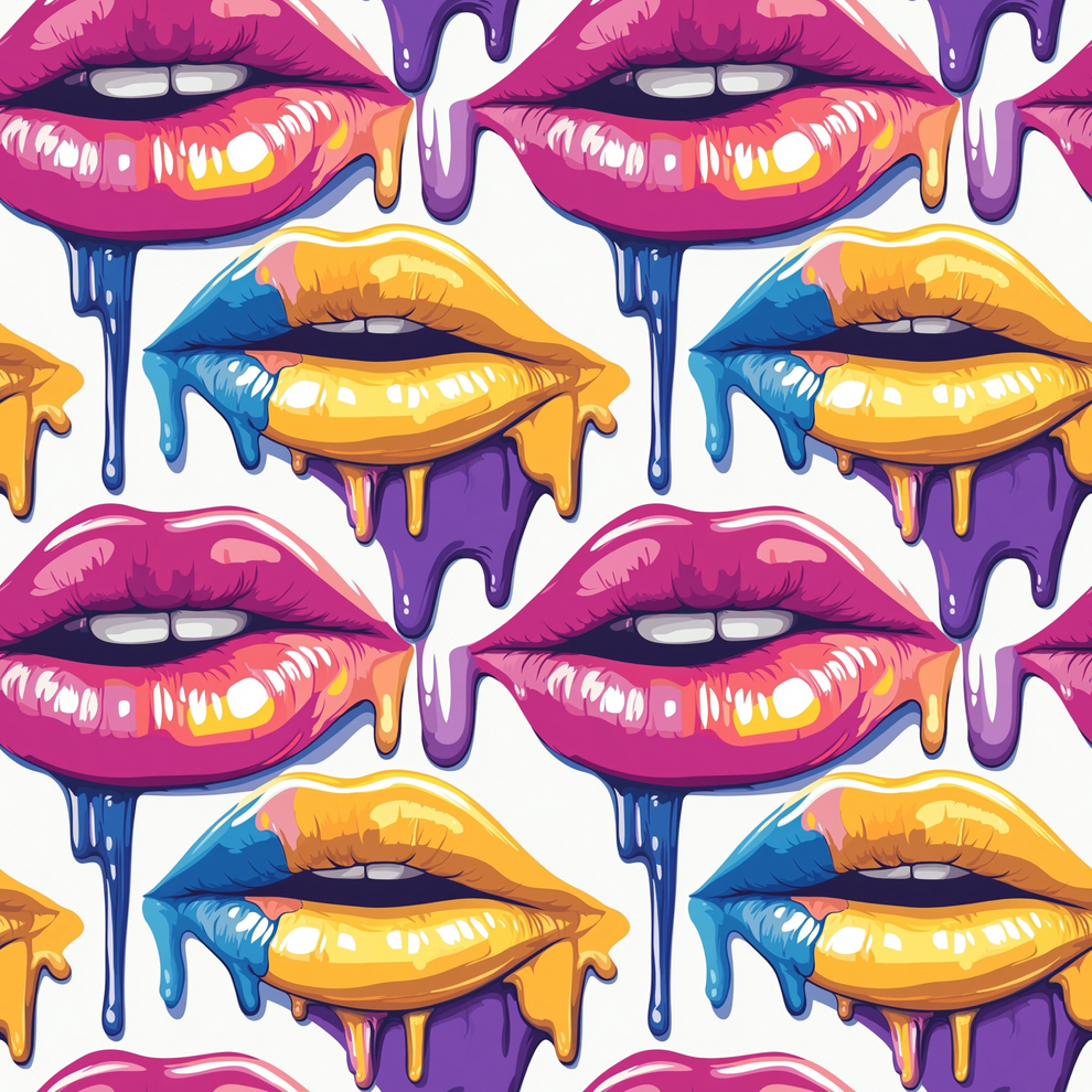 Rainbow Dripping Lips Art Pattern 12 Quilting Cotton Fabric ...