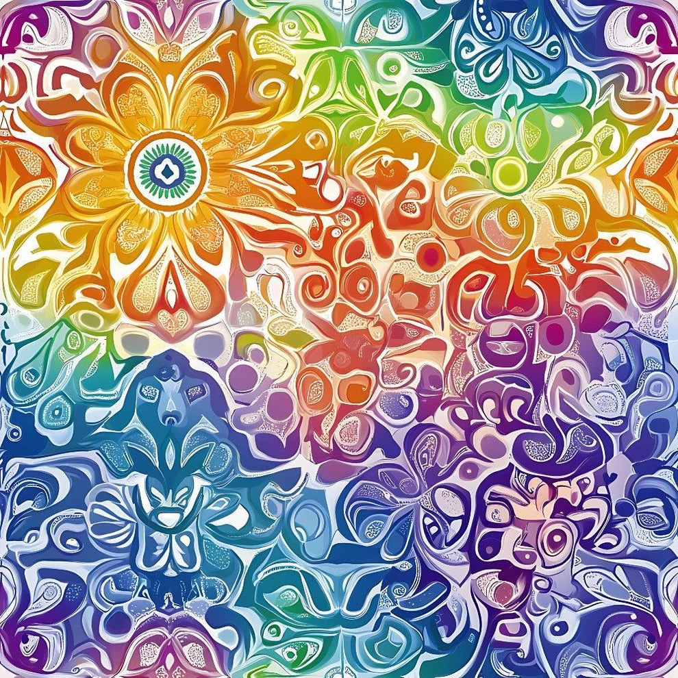 Rainbow Mandala Pattern 10 Quilting Cotton Fabric – FabricMegaStore.com