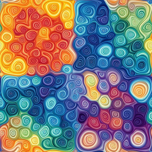 Rainbow Mandala Pattern 12 Quilting Cotton Fabric – FabricMegaStore.com