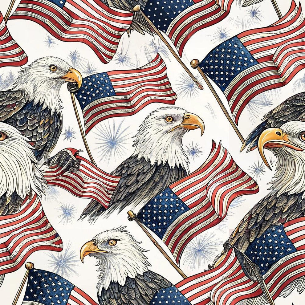 Bald Eagle Patriotic Pattern 2 Quilting Cotton Fabric – FabricMegaStore.com