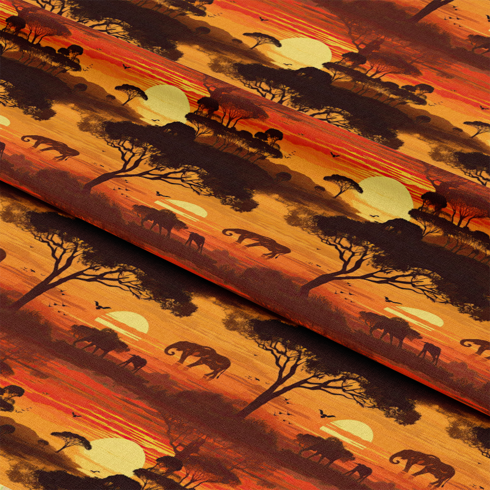 African Safari Sunset Pattern 5 Quilting Cotton Fabric ...
