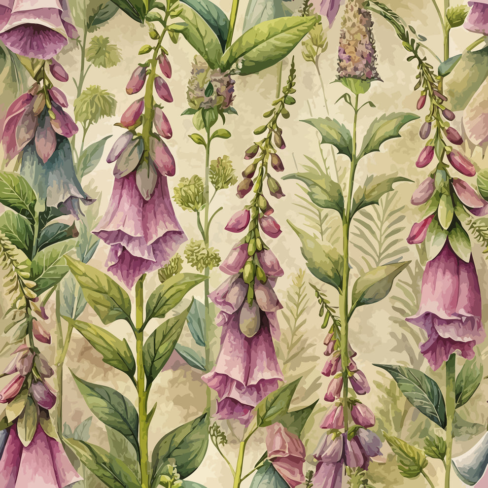 Art Nouveau Foxgloves Pattern 2 Quilting Cotton Fabric ...