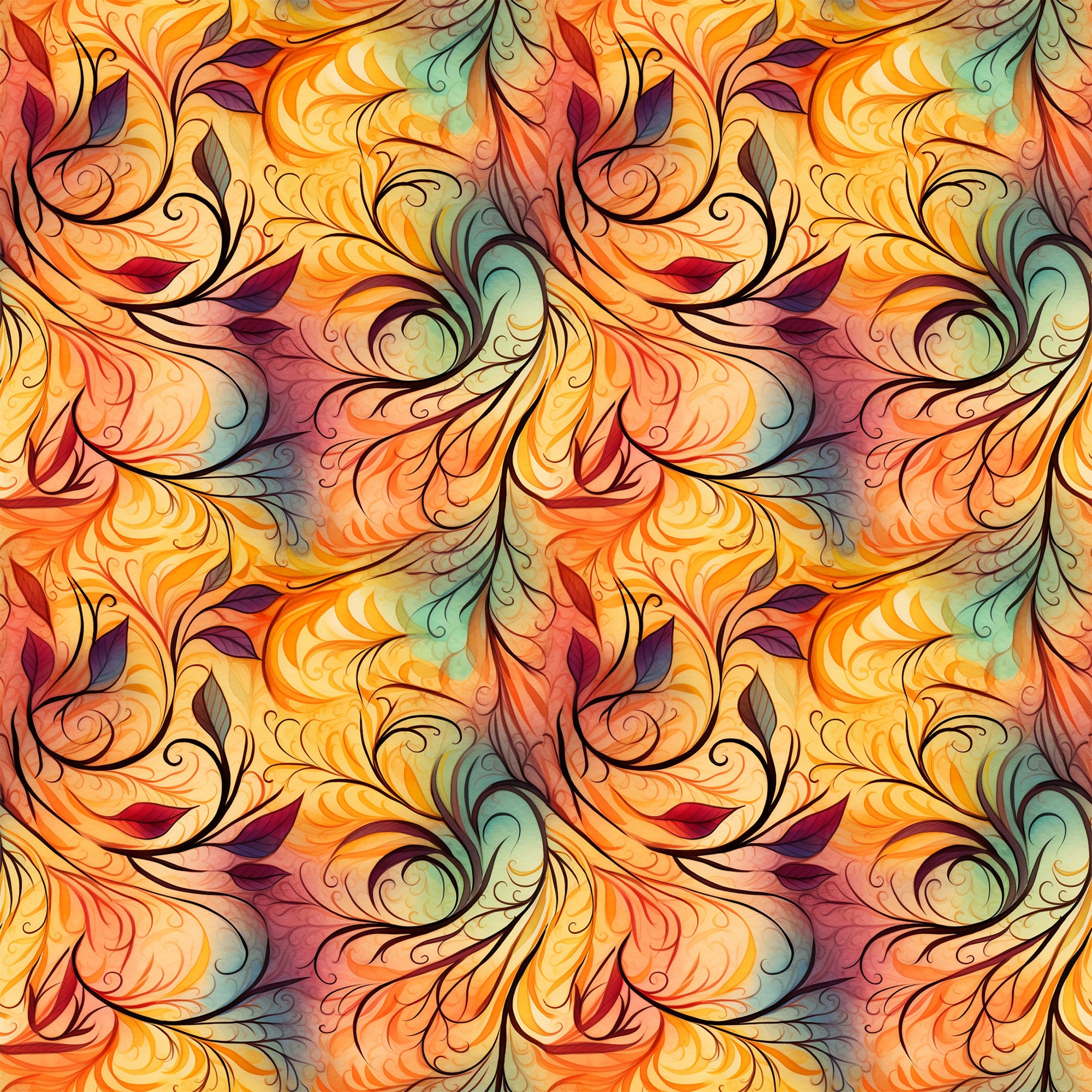 Autumn Swirls Pattern 1 Quilting Cotton Fabric – FabricMegaStore.com
