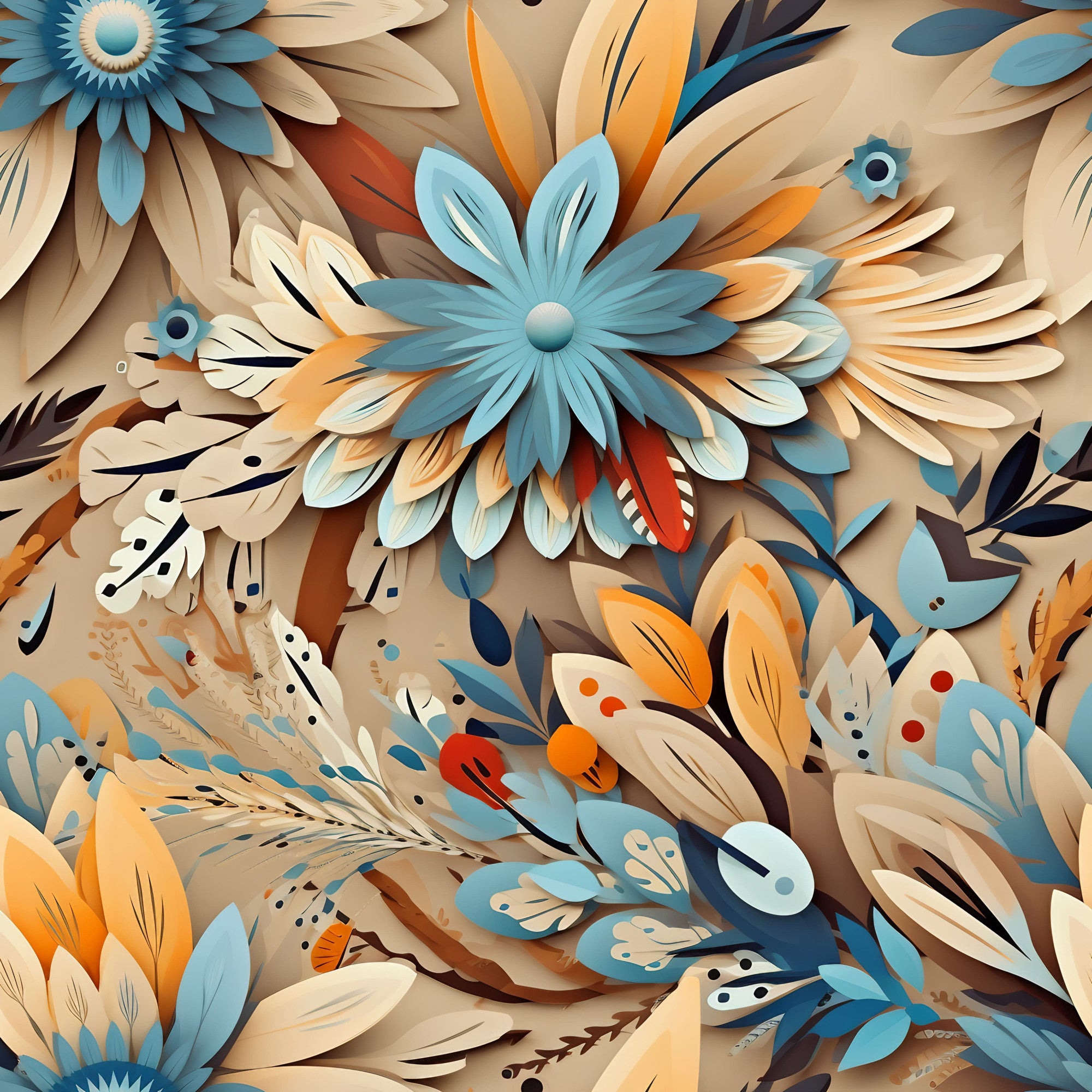 Aztec Feather Pattern 13 Quilting Cotton Fabric – FabricMegaStore.com