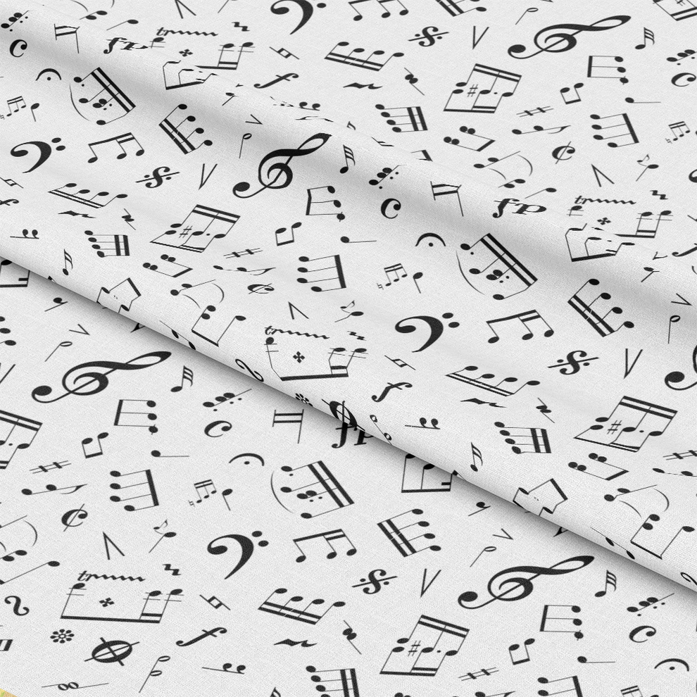 Black and White Music Notes Quilting Cotton Fabric – FabricMegaStore.com
