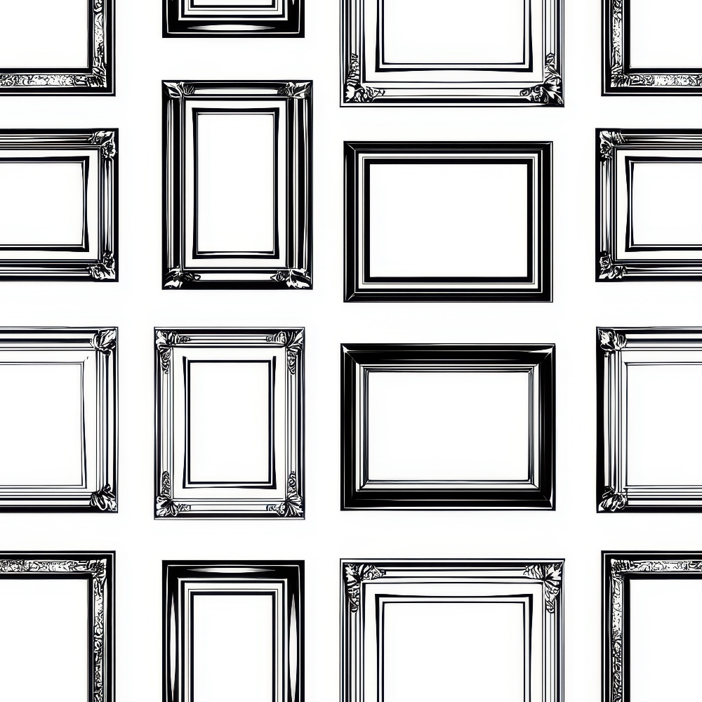 Black and White Picture Frames Pattern Quilting Cotton Fabric ...