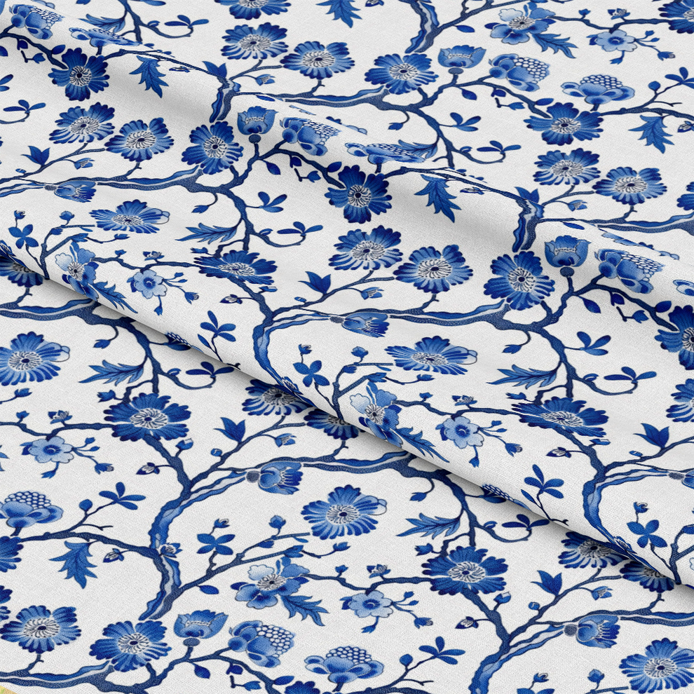 Blue Vintage China Pattern 4 Quilting Cotton Fabric – FabricMegaStore.com