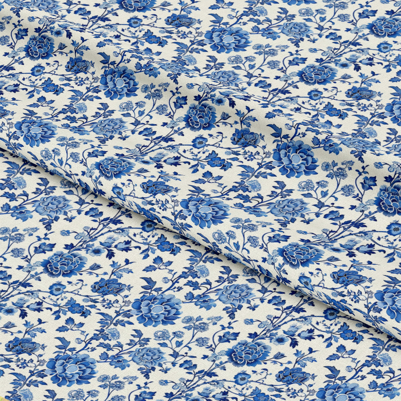 Blue Vintage China Pattern 6 Quilting Cotton Fabric – FabricMegaStore.com