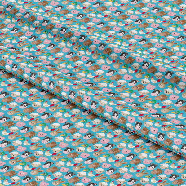 Cartoon Farm Animals Pattern 2 Quilting Cotton Fabric – FabricMegaStore.com