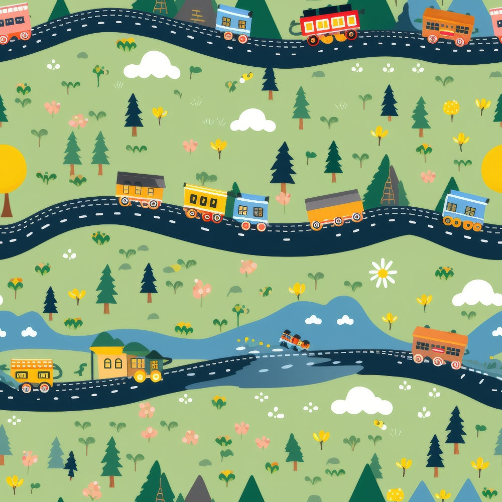 Cartoon Trains Pattern 23 Quilting Cotton Fabric – FabricMegaStore.com
