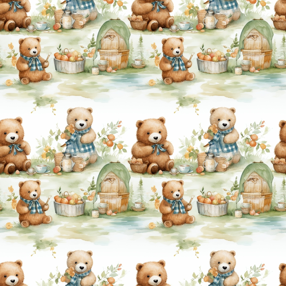 Classic Teddy Bear Pattern 1 Quilting Cotton Fabric – FabricMegaStore.com