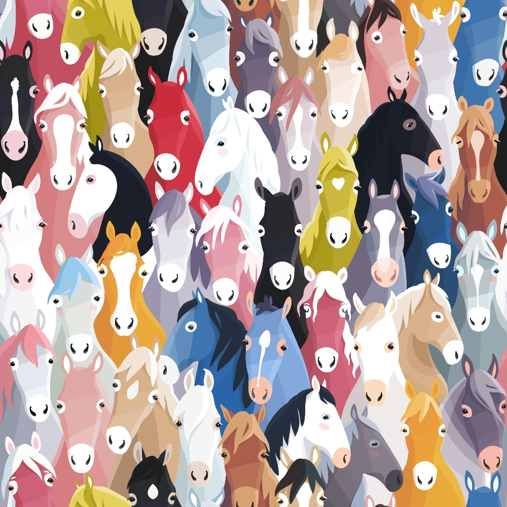 Colorful Cartoon Horses Quilting Cotton Fabric – FabricMegaStore.com