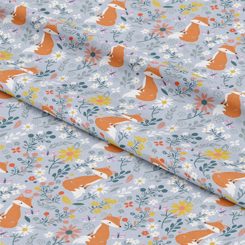 Cute Baby Fox Pattern 1 Quilting Cotton Fabric – FabricMegaStore.com