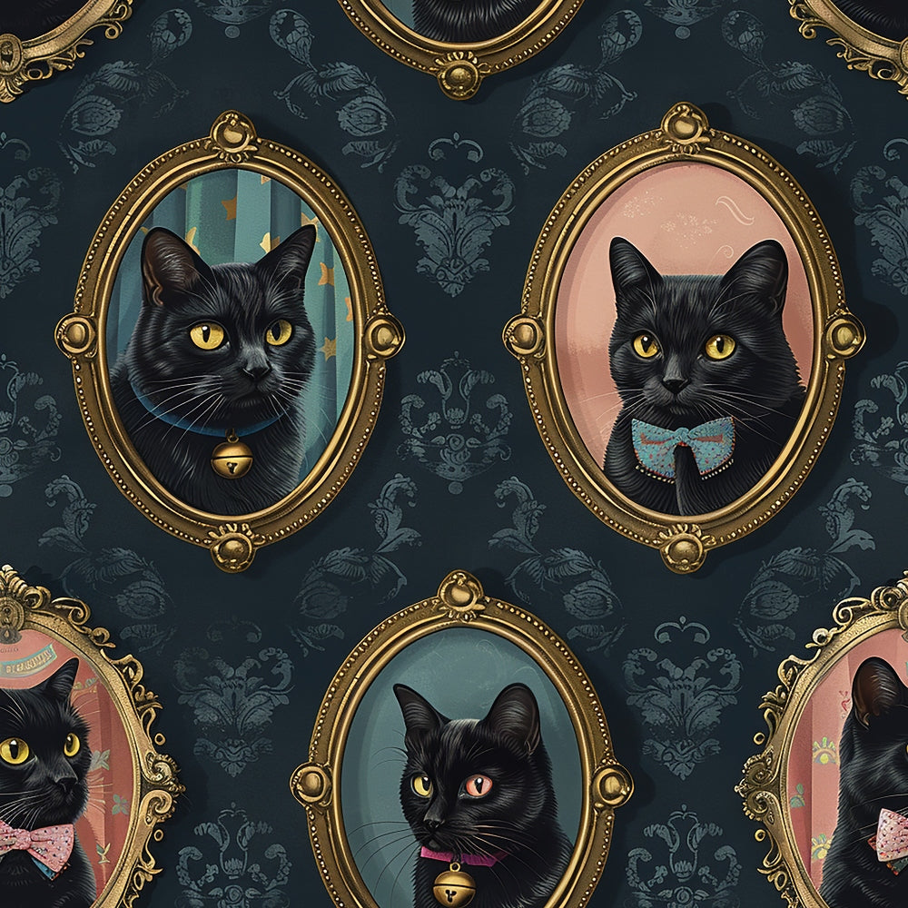 Fancy Feline Portraits Pattern 9 Quilting Cotton Fabric ...