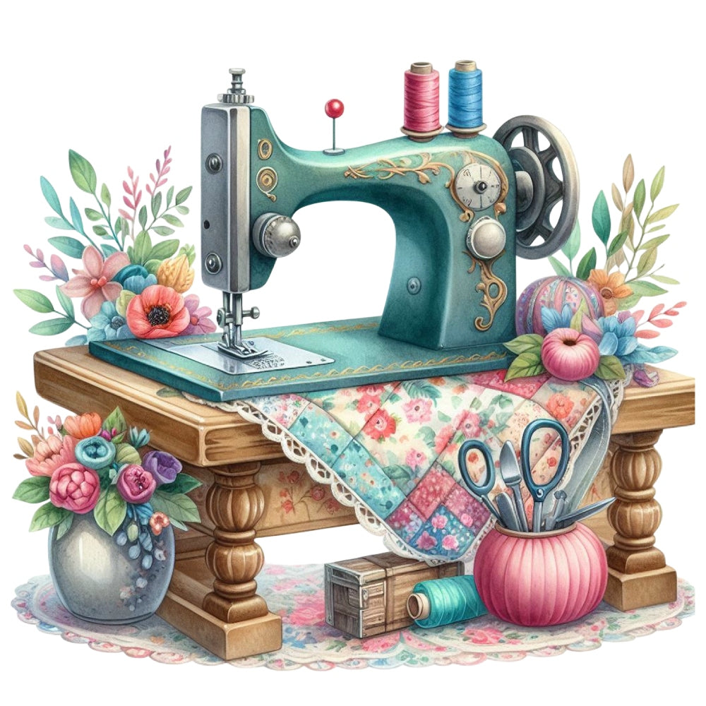 Floral Cute Sewing Machine Fabric Panel 13 – FabricMegaStore.com