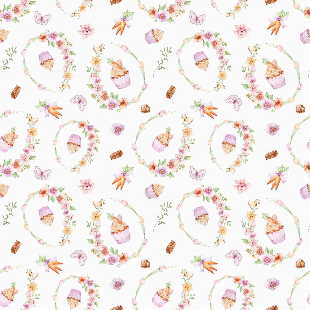 Flowery Easter Pattern 5 Quilting Cotton Fabric – FabricMegaStore.com