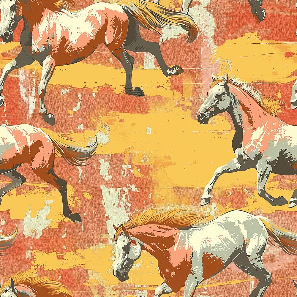 Galloping Horse Pattern 6 Quilting Cotton Fabric – FabricMegaStore.com