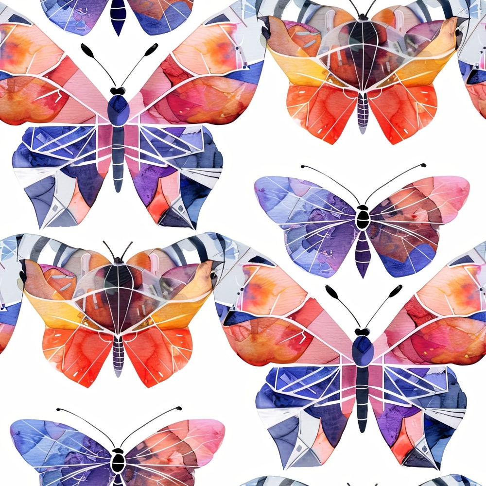 Geometric Butterflies Pattern 5 Quilting Cotton Fabric ...