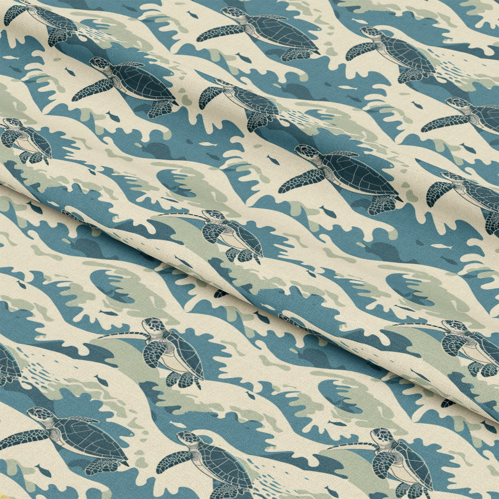 Handdrawn Sea Turtles Pattern 4 Quilting Cotton Fabric ...