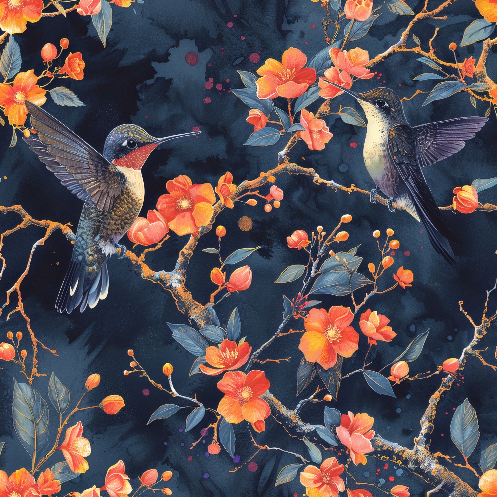 Hummingbirds in Spring Pattern 5 Quilting Cotton Fabric ...